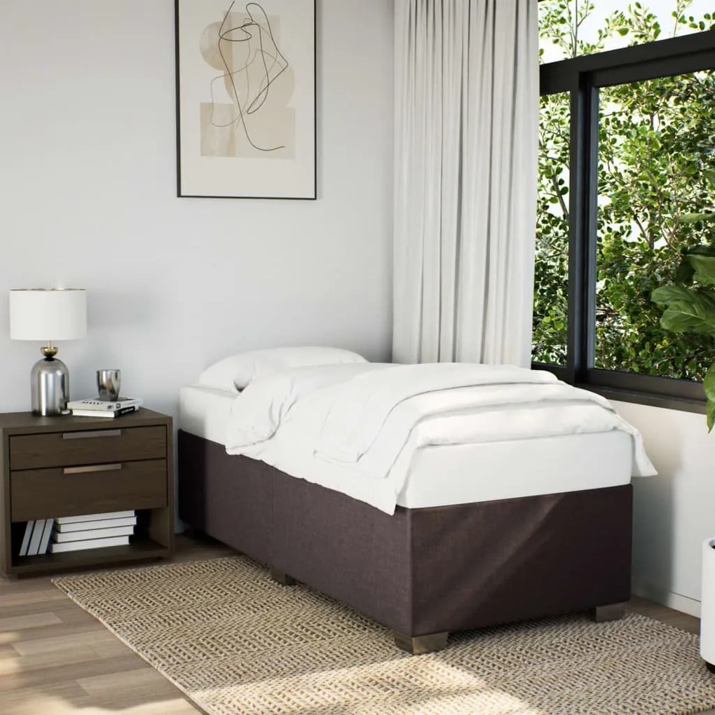 Rám postele bez matrace tmavě hnědý 90 x 200 cm textil 3284446