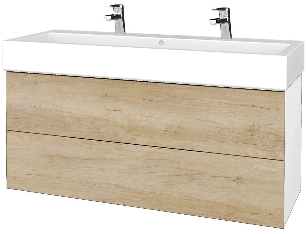 Dřevojas Koupelnová skříň VARIANTE SZZ2 120 Varianta: N01 Bílá lesk / M05 Béžová mat