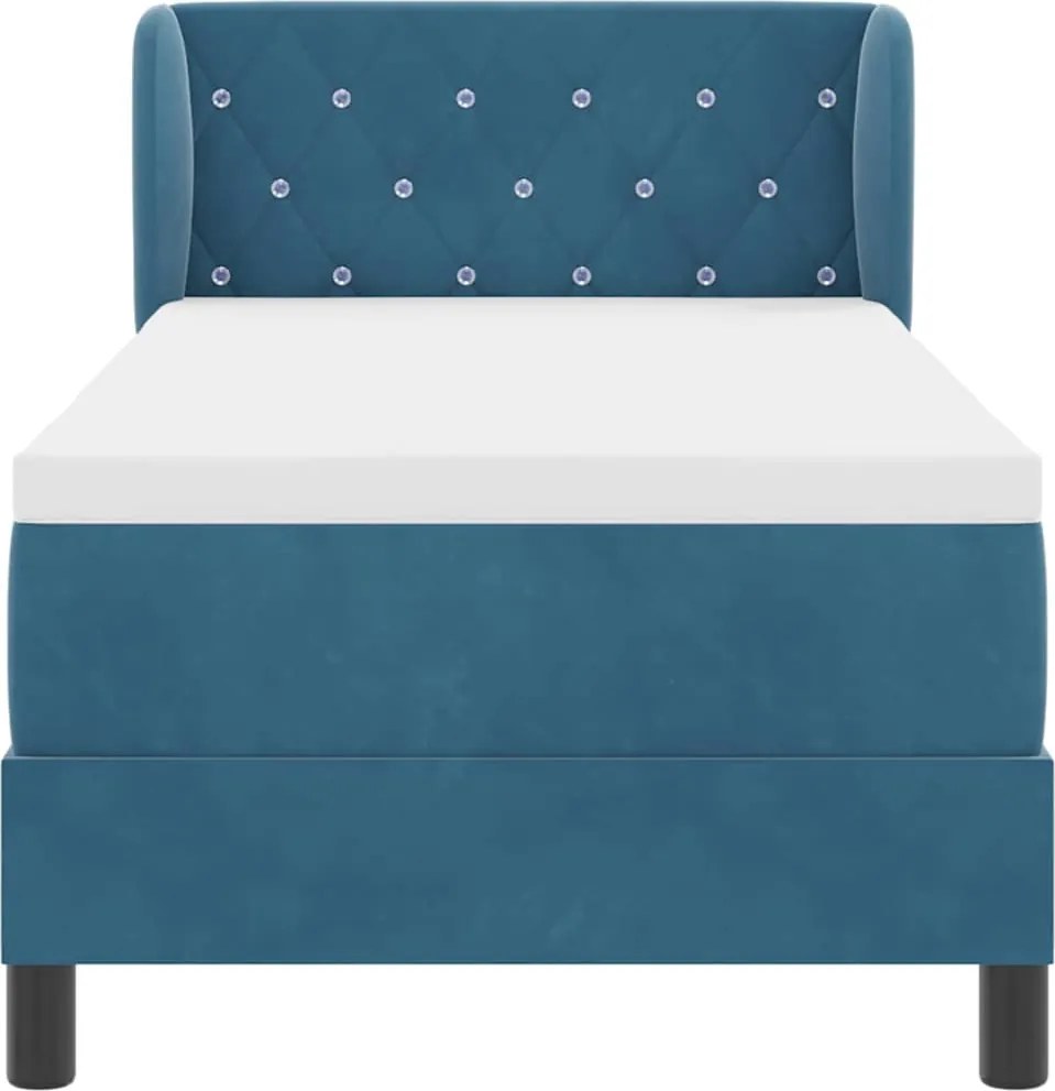 Postel s boxspringem s čelo Tmavě moddrá 80 x 200 cm samet 3340308