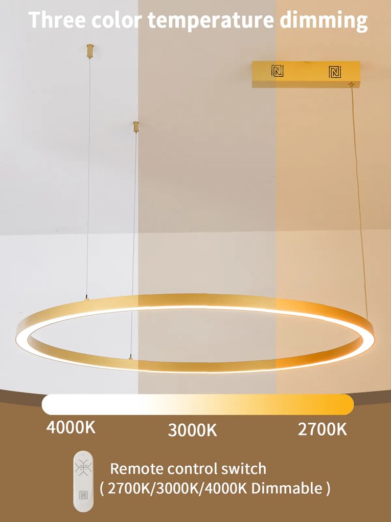 Immax NEO FINO NEW Smart závěsné svítidlo 1 kruh, 80cm, 60W, zlaté, Zigbee 3.0