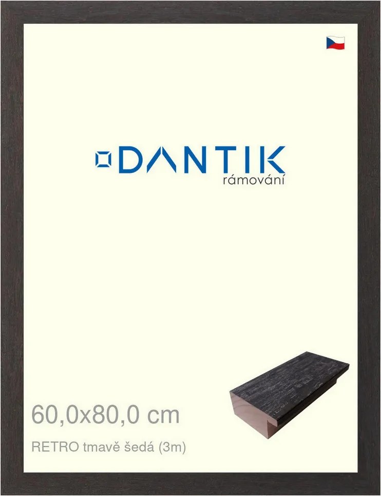 DANTIK rámeček 60x80 | RETRO tmavě šedá (Plexi Čiré)