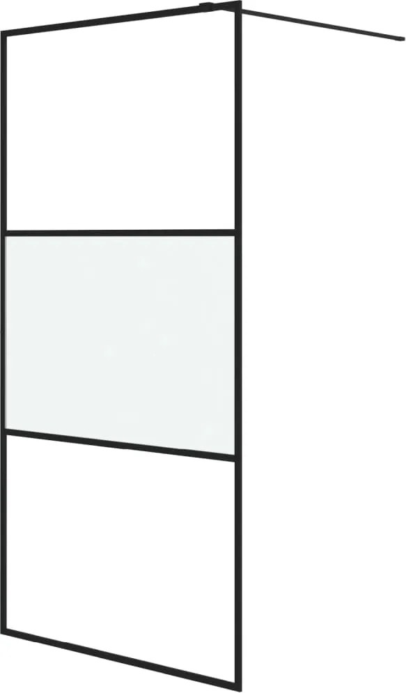 Sprchová zástěna walk-in černá 100x195 cm napůl mléčné ESG sklo 152107
