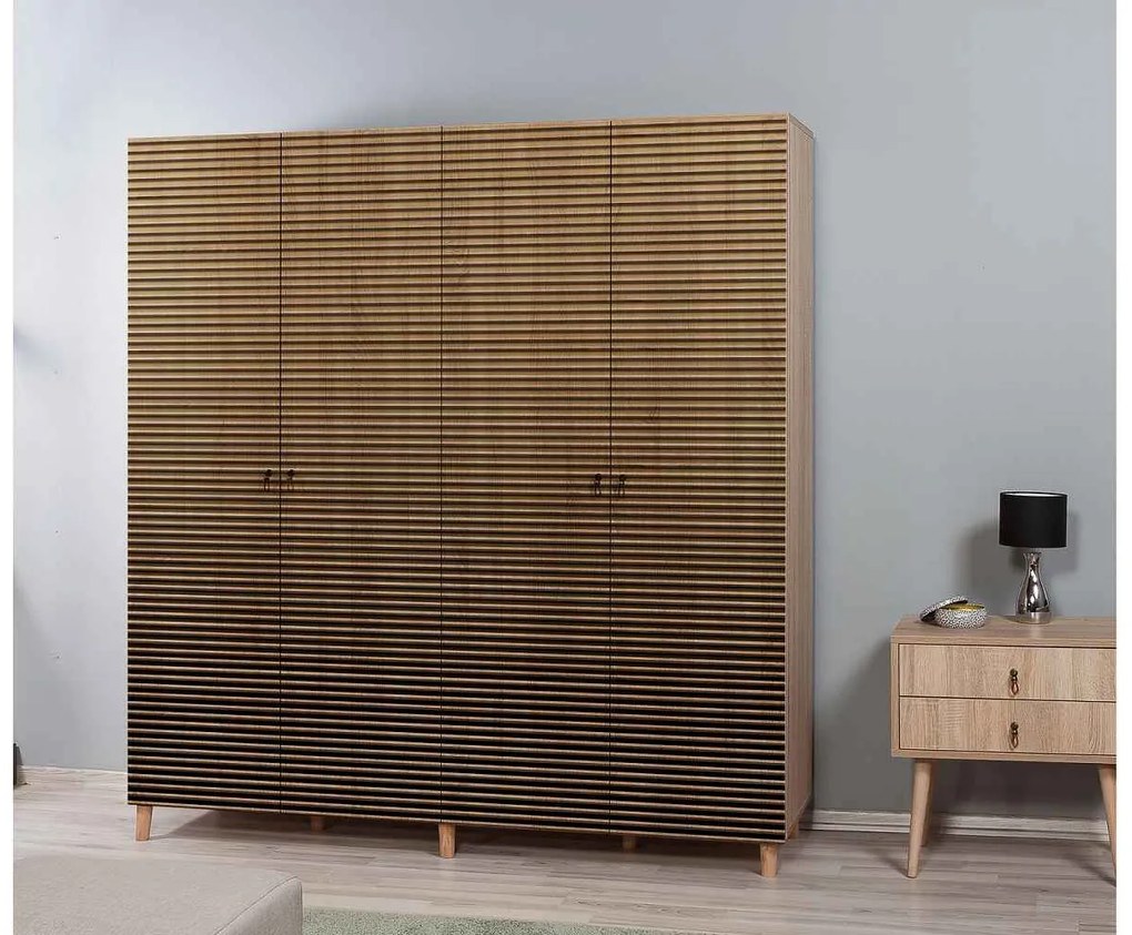 Designová šatní skříň Vallissa II 192 cm vzor dub