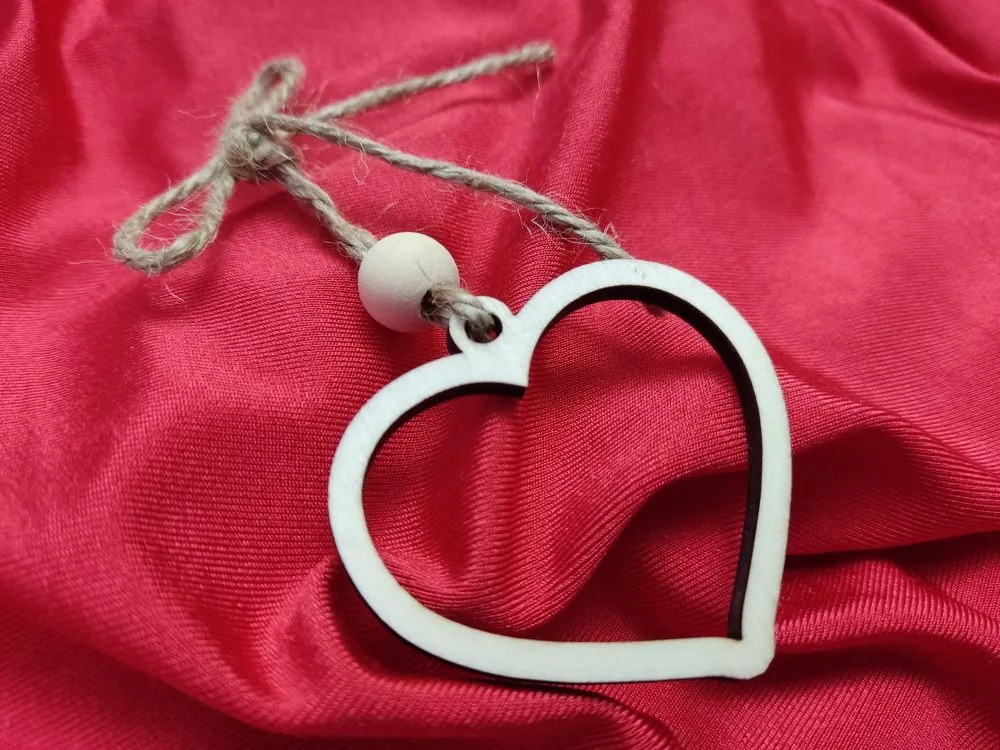 Vánoční ozdoba srdce Vilma Růžová 6x6,5 cm