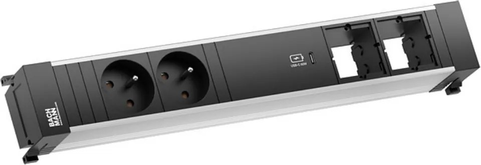 BACHMANN Jednotka POWER FRAME 2x 230V, USB-C 60W, 2x uživ. modul 916.532