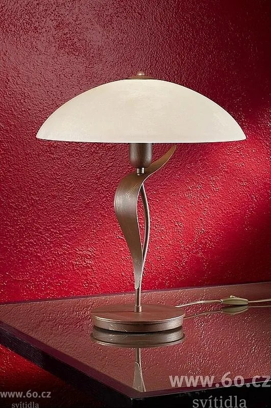 Fabas 2688-30-252 Nadia, stolní lampa v klasickém stylu, 1x75W, patina rzi, sklo
