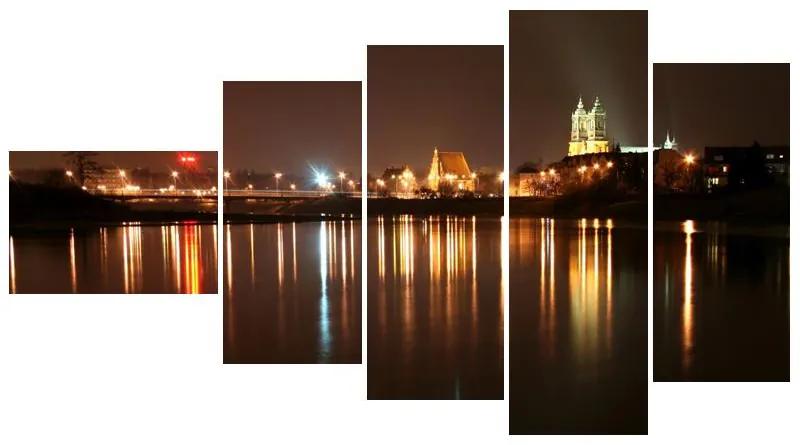 Obraz odrazu nočního města na vodě (110x60 cm), 40 dalších rozměrů