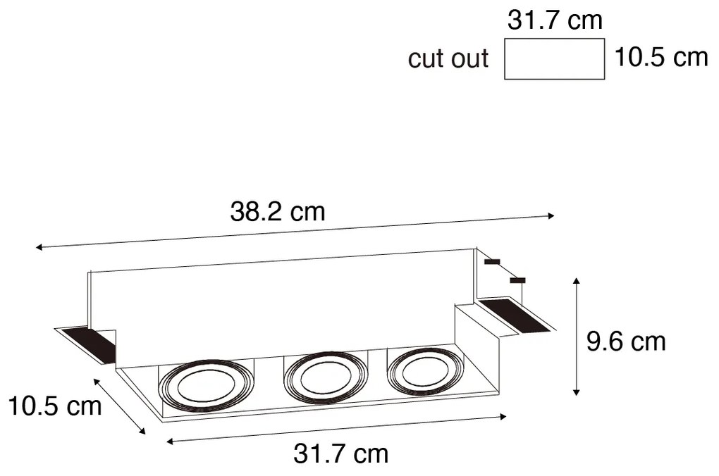 Zapuštěné bodové světlo bílé GU10 AR70 bez rámečku 3-světlo - Oneon