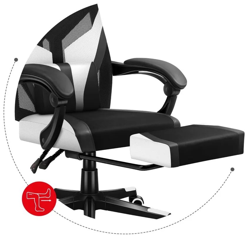 Huzaro Herní židle Combat 5.0 s výsuvnou podnožkou - bílá