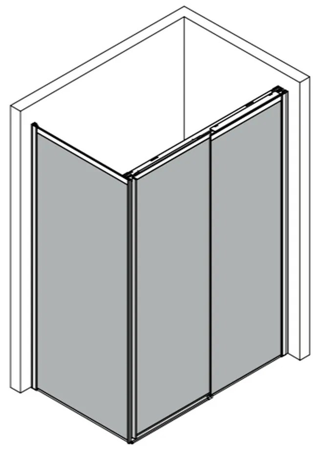 Glass 1989 Moov- posuvné dveře pro šířku vaničky 160 cm, upevnění vpravo Barva profilu: ŠEDÁ,bez Soft-Close - pomalým dojazom Barva horního profilu: Barva profilu: ČERNÁ, Soft-Close - pomalý dojezd: bez Soft-Close - pomalým dojazom