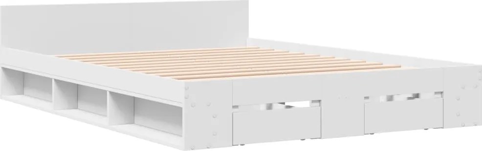 Rám postele se zásuvkami bílý 135 x 190 cm kompozitní dřevo 3280769