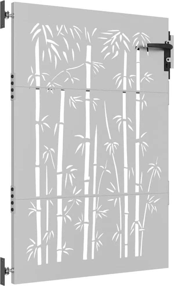 Zahradní branka 85 x 150 cm corten ocel bambusový design 153235