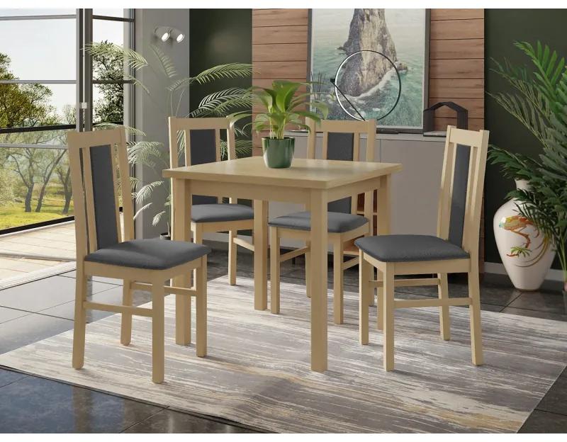 Jídelní stůl se 4 židlemi - AL27, Barva dřeva: sonoma-L, Potah: Hygge D91
