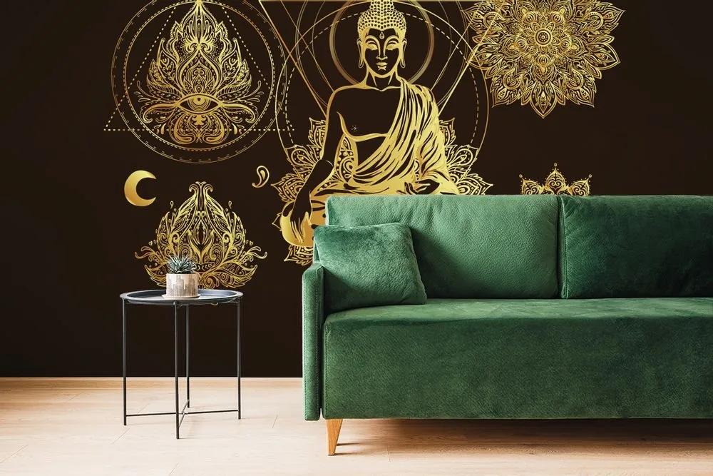 Tapeta zlatý Budha - 225x150 cm