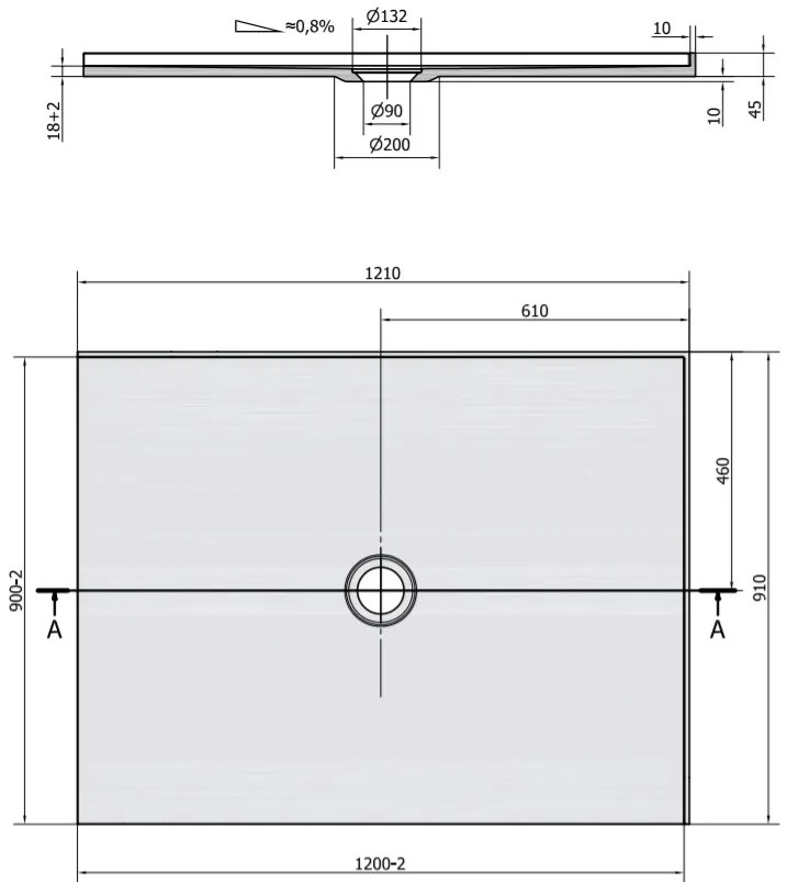 Polysan MIRAI sprchová vanička z litého mramoru, obdélník 120x90x1,8 cm, pravá, bílá, 73180