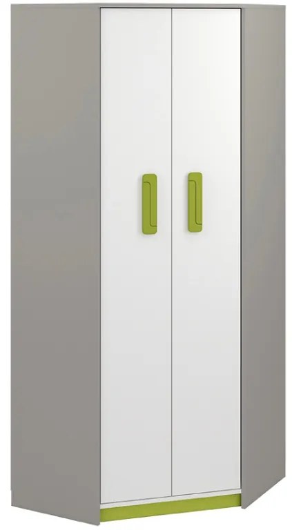 MAXIVA Rohová šatní skříň - IQ 01, šedá/bílá Barva/dekor: zelená