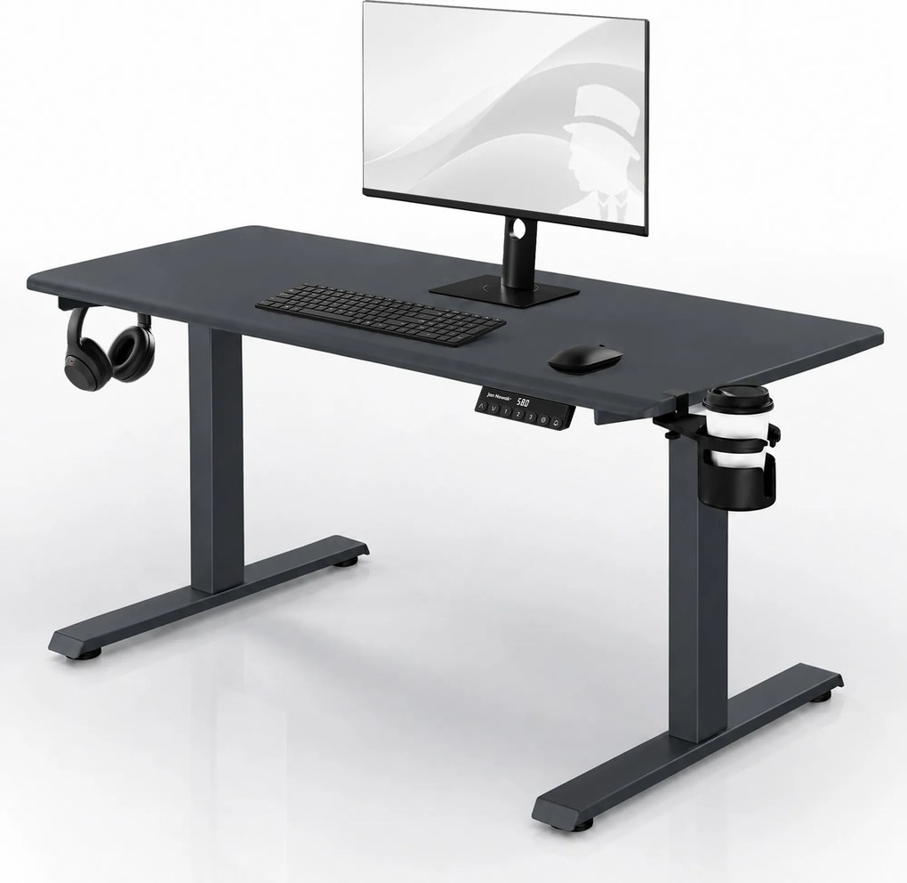 Elektrický stůl s regulací výšky ergonomický antracitový,1400x700 mm: ARIA