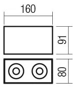 Redo 01-3436 Corinth, černé stropní svítidlo, 2x7W GU10, 16x8cm, výška 9,1cm