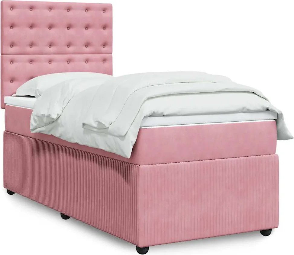 Box spring postel s matrací růžová 100x200 cm samet 3294579