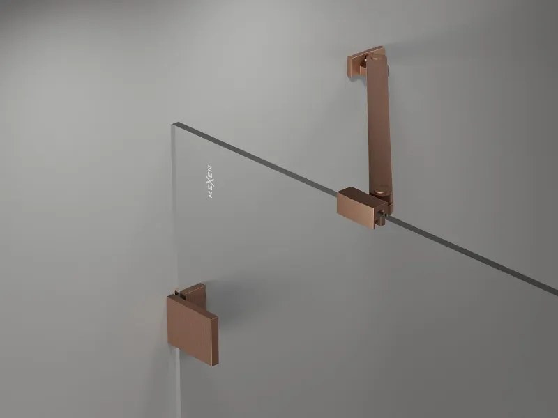 Mexen Lunar, půlkruhový sprchový kout naklápěcí doleva 100 x 80 cm, 8mm čiré sklo, profil měděná matná, 833-100L-080P-65-00