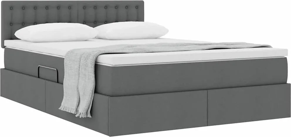 Postel s úložným prostorem a matrací Tmavě šedá 140 x 190 cm 3370633
