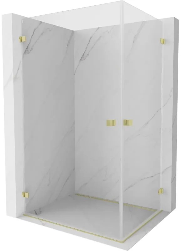 Mexen Lunar-B Duo, výklopný sprchový kout 100 x 70 cm, 8mm čiré sklo, zlatý matný profil, 832-100L-070P-55-00