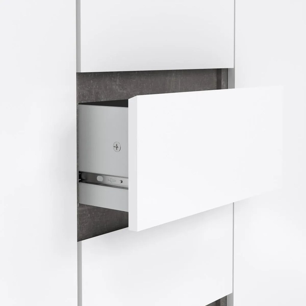 FALCO Komoda Simplicity 236 beton/bílý lesk