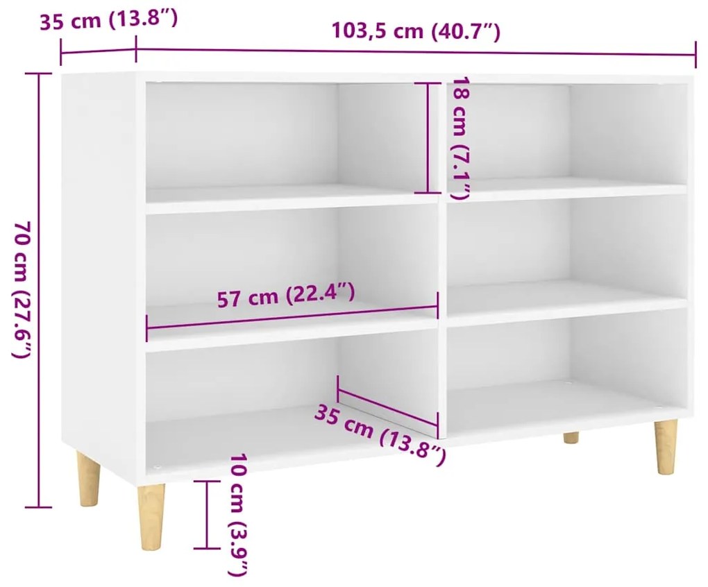 vidaXL Marketos Příborník bílý 103,5 x 35 x 70 cm kompozitní dřevo