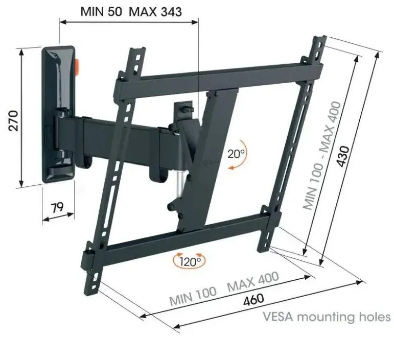 TVM 3423 - Robustní držák s flexibilním ramenem | TV 32"-65" | Nosnost 25Kg