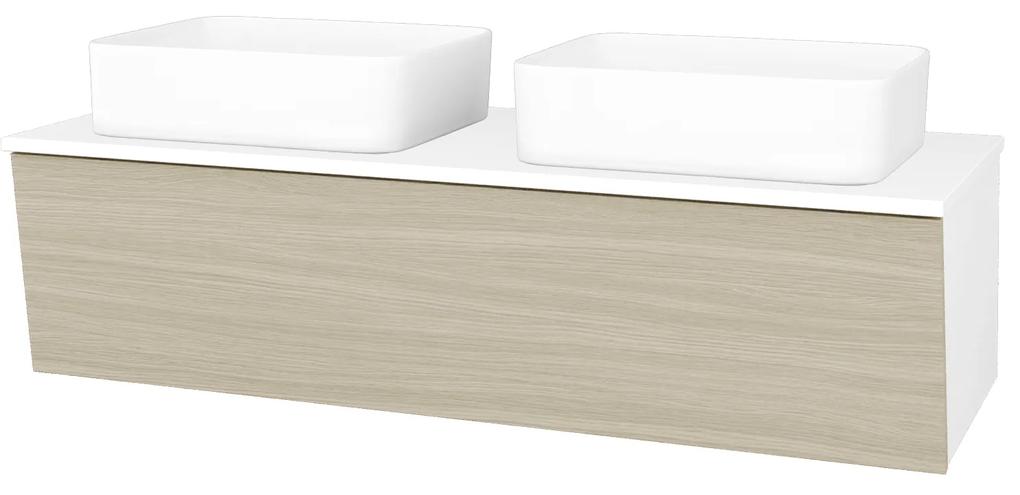 Dřevojas Koupelnová skříň INVENCE SZZ 125 (2 umyvadla Joy) Varianta: L01 Bílá vysoký lesk / L01 Bílá vysoký lesk