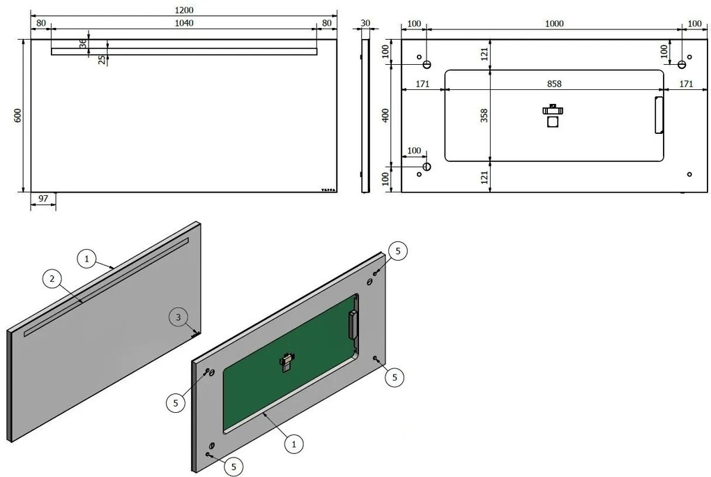 HOPA Zrcadlo s LED osvětlením BEROUNKA Rozměr A - 100 cm, Rozměr B - 3 cm, Rozměr C - 60 cm - ZRBERO6010