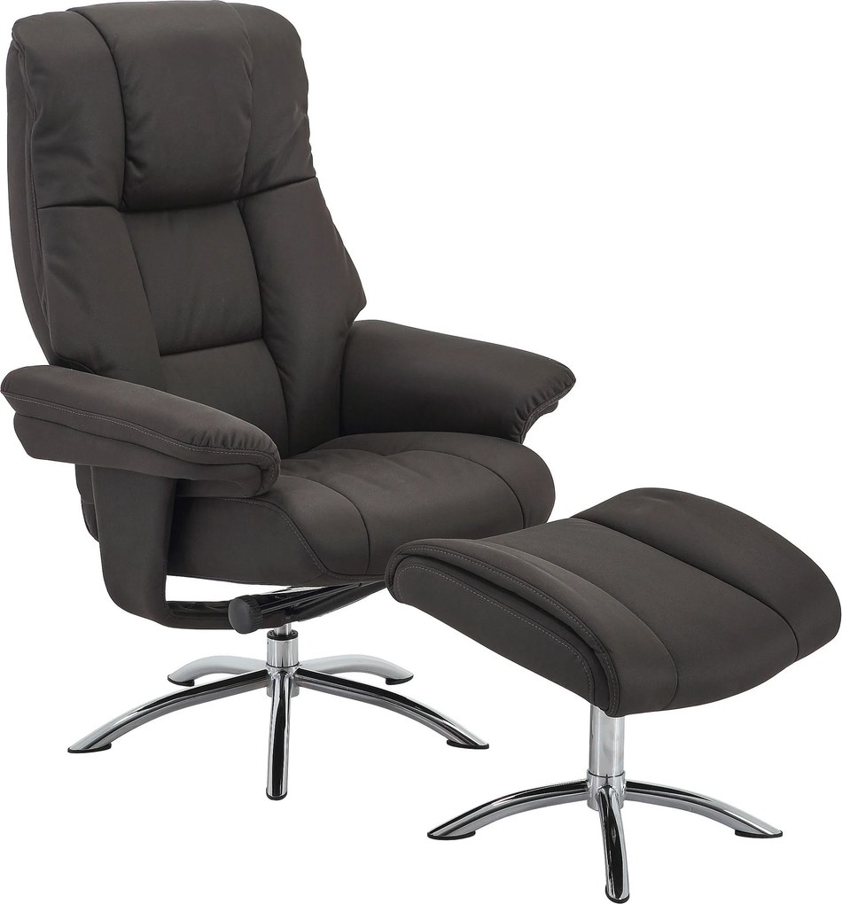 XXXLutz RELAXAČNÍ KŘESLO S TABURETEM, kov, textil, antracitová, barvy chromu Cantus - Křesla klasická - 002381031301