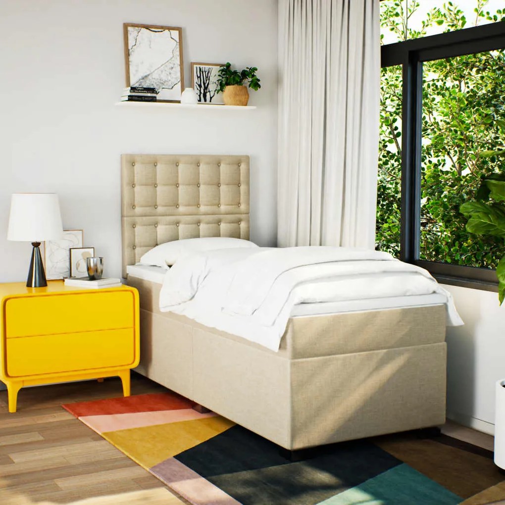 Box spring postel s matrací krémová 80 x 200 cm textil 3292634