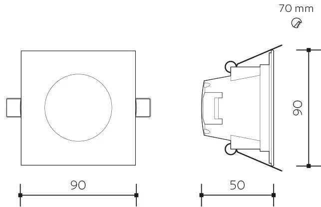 PANLUX Pevný LED podhled SPOTLIGHT IP65 SQUARE bodovka, stříbrná - teplá