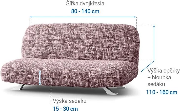 Bielastické potahy GRAFITI NOVÉ kaštanově hnědé dvojkřeslo s dřevěnými rukojeťmi (š. 80 - 140 cm)