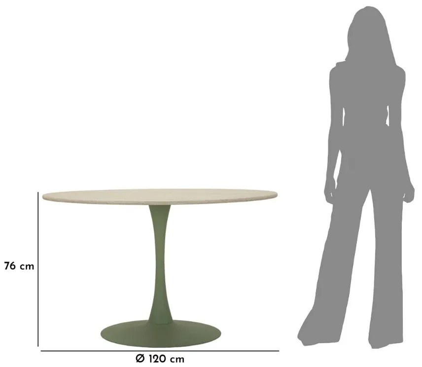 Kulatý jídelní stůl Bechora 120 cm zelený