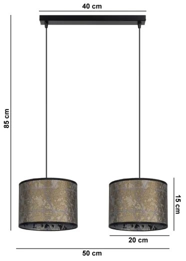 Lustr na lanku REZO 2xE27/60W/230V zlatá