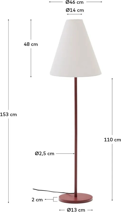 Stojací lampa v terakotové barvě s textilním stínidlem (výška 153 cm) Navat – Kave Home