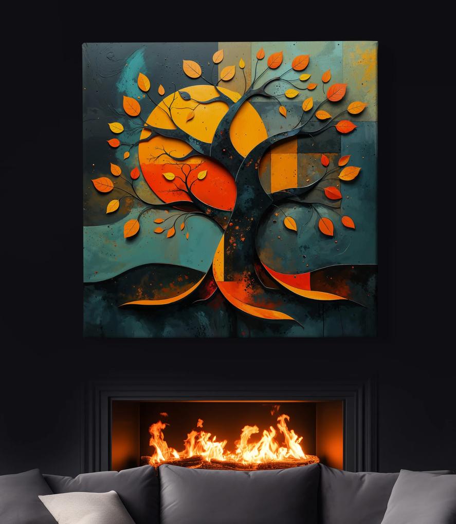 Obraz na plátně - Strom života Sluneční soulad FeelHappy.cz Velikost obrazu: 80 x 80 cm
