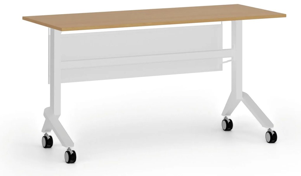 Mobilní stůl PRIMO MOVE, 140x60 cm, bílá podnož, buk