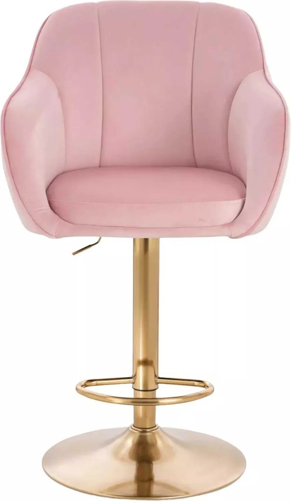 LuxuryForm DESIGN Barová židle AVOLA VELUR na zlaté kulaté podstavě - světle růžová
