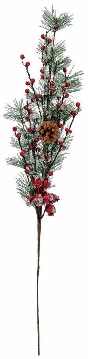 Umělá květina - Větvička borovice s glitry, 90cm