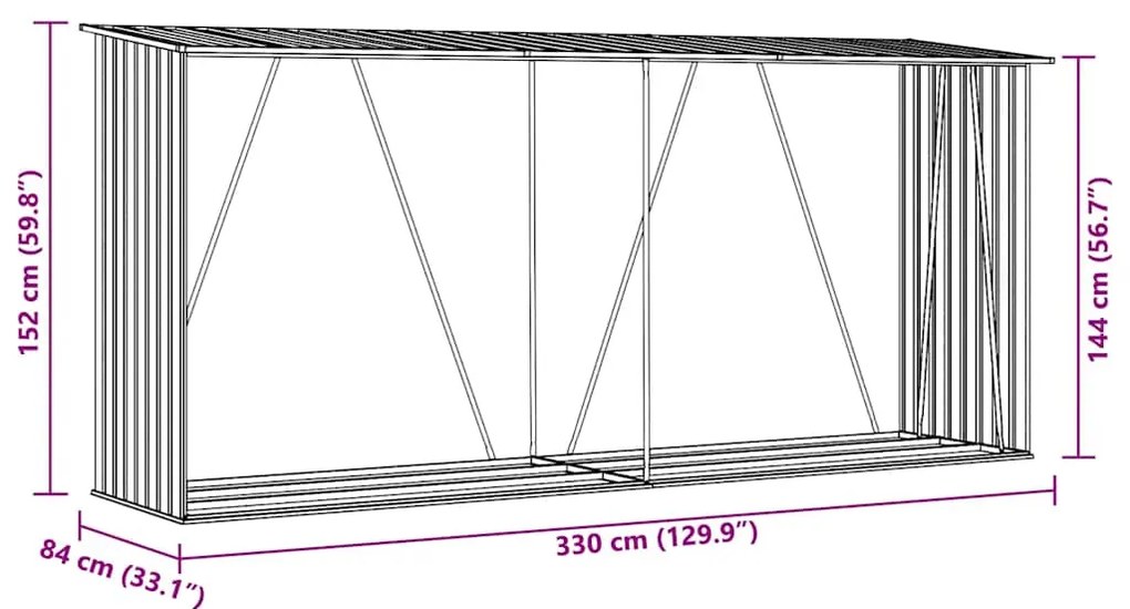 vidaXL Marketos Zahradní kůlna na dříví pozinkovaná ocel 330x84x152 cm zelená