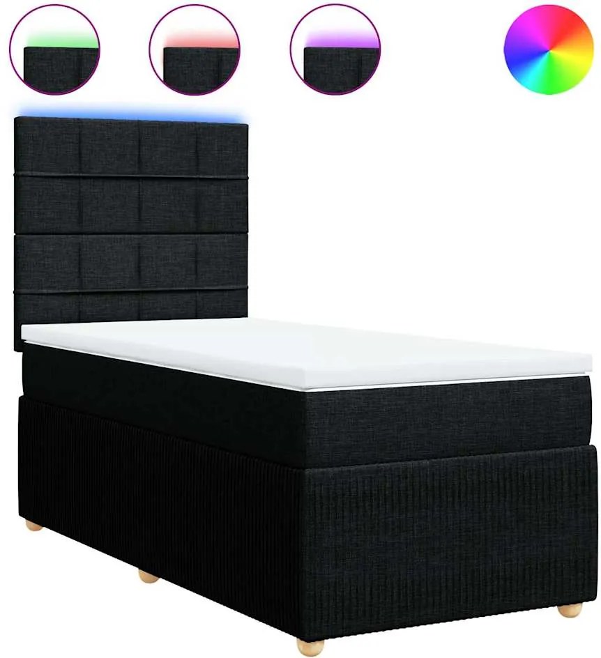 Box spring postel s matrací černá 100 x 200 cm textil 3294269