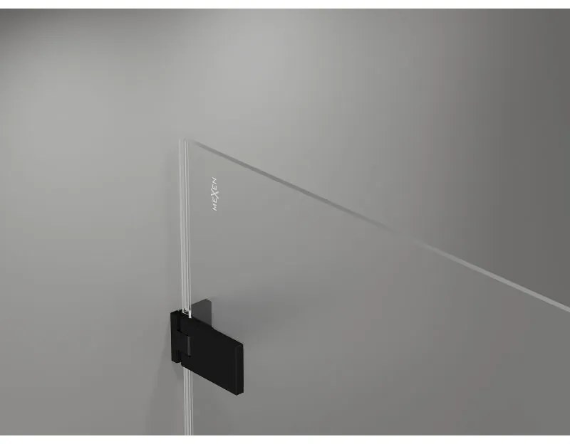 Mexen Lunar-F Duo, Skládací sprchový kout 100 x 100 cm, 8mm čiré sklo, černý profil, 836-100L-100P-70-00