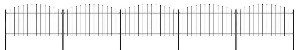 Zahradní plot s kopím nahoře ocelový 838 x 150 cm černý 277734