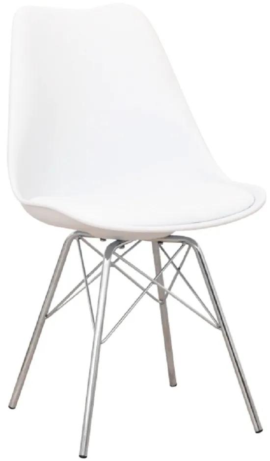 Židle, bílá / chrom, TAMORA
