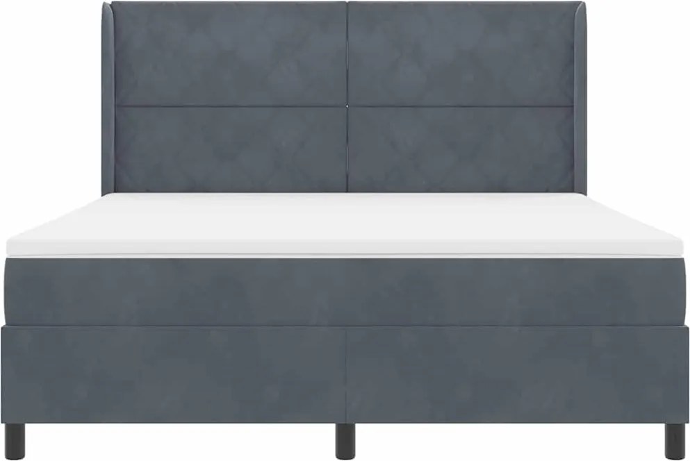 Postel s boxspringem s čelo Tmavě šedá 180 x 200 cm samet 3342075