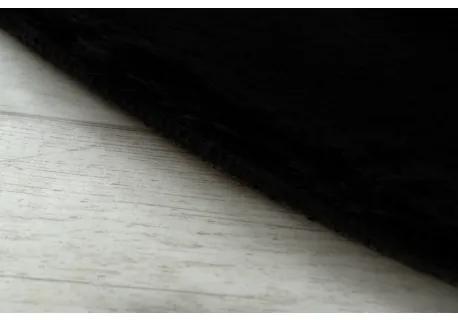 Dywany Luszczow Kusový koberec kulatý BUNNY černý, imitace králíčí kožešiny Rozměr koberce: 140 cm KRUH