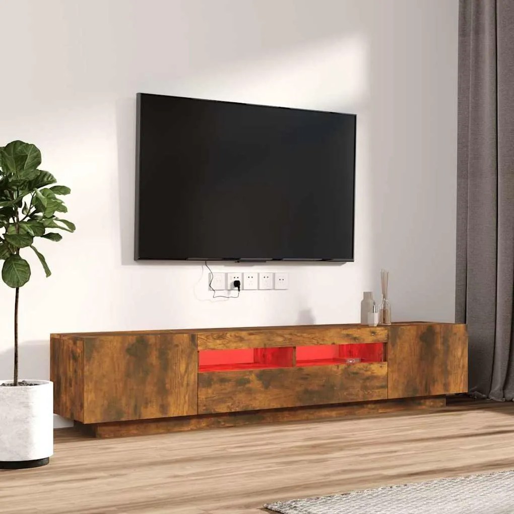2dílný set TV skříněk s LED světly kouřový dub kompozitní dřevo 3120170